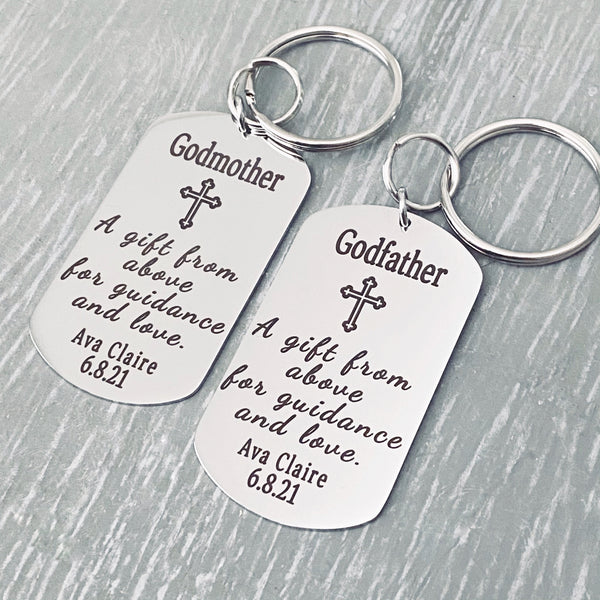Godmother Godfather Baptism Keychain – Stamps of Love, LLC
